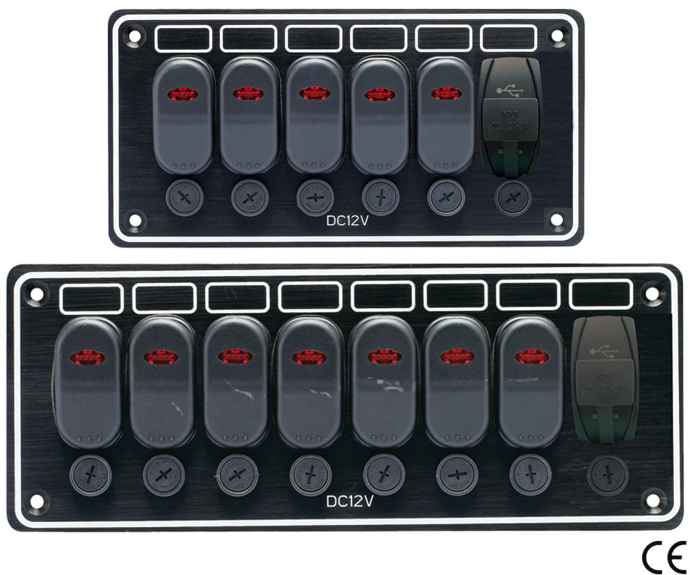 Panou electric cu 5 intrerupatoare LED cu prize USB