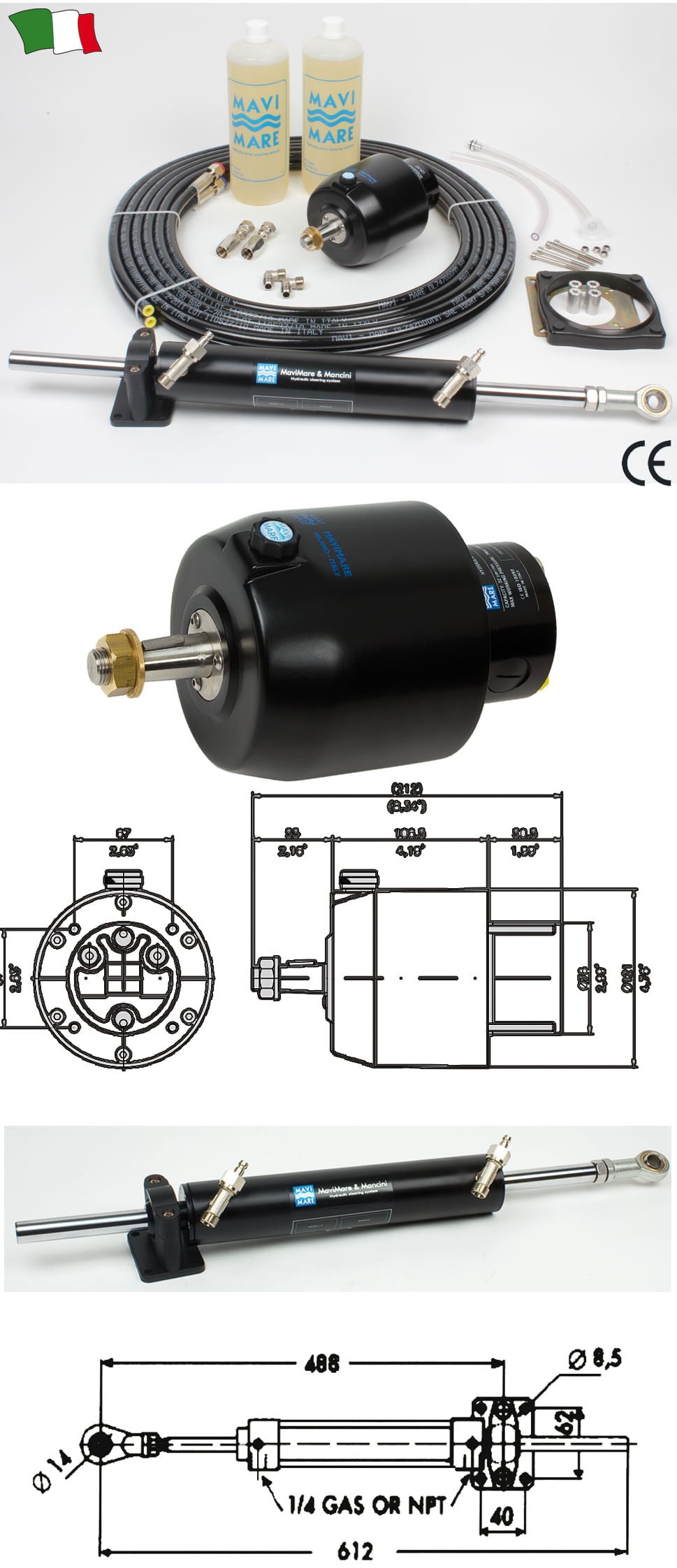 Guvernare hidraulica Mavimare GE75 pentru barci 7-12M